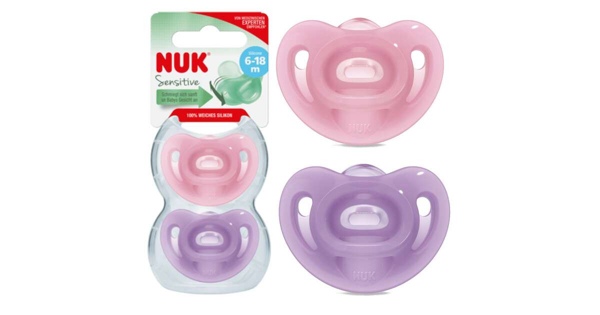 NUK Smoczek uspokajający silikonowy 6-18 m-cy sensitive 2sztuki kolor różowy