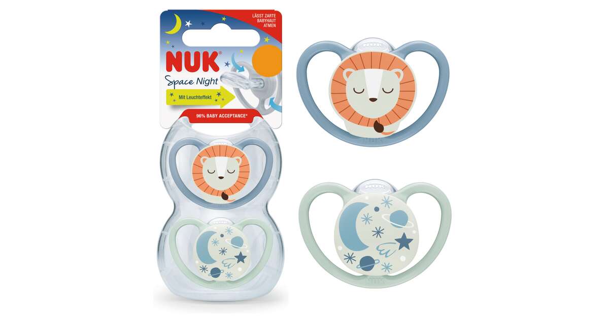 Nuk smoczek uspokajający ortodontyczny space night 2 szt. niebieski rozmiar do wyboru