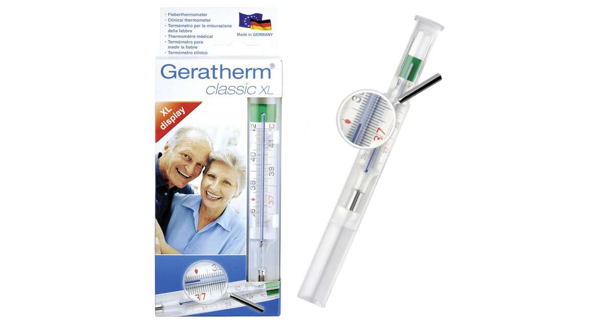 GERATHERM Classic XL Termometr szklany bezrtęciowy z lupą w etui