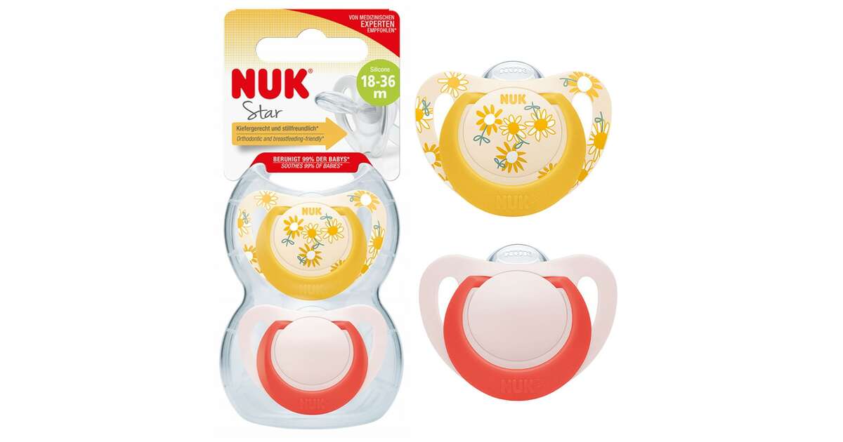 NUK Smoczek uspokajający silikonowy GENIUS STAR 18-36m 2 sztuki GIRL