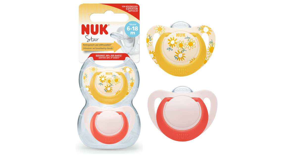 NUK Smoczek uspokajający silikonowy GENIUS STAR 6-18m 2 sztuki GIRL