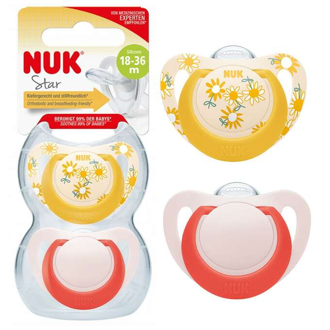 NUK Smoczek uspokajający silikonowy GENIUS STAR 18-36m 2 sztuki GIRL