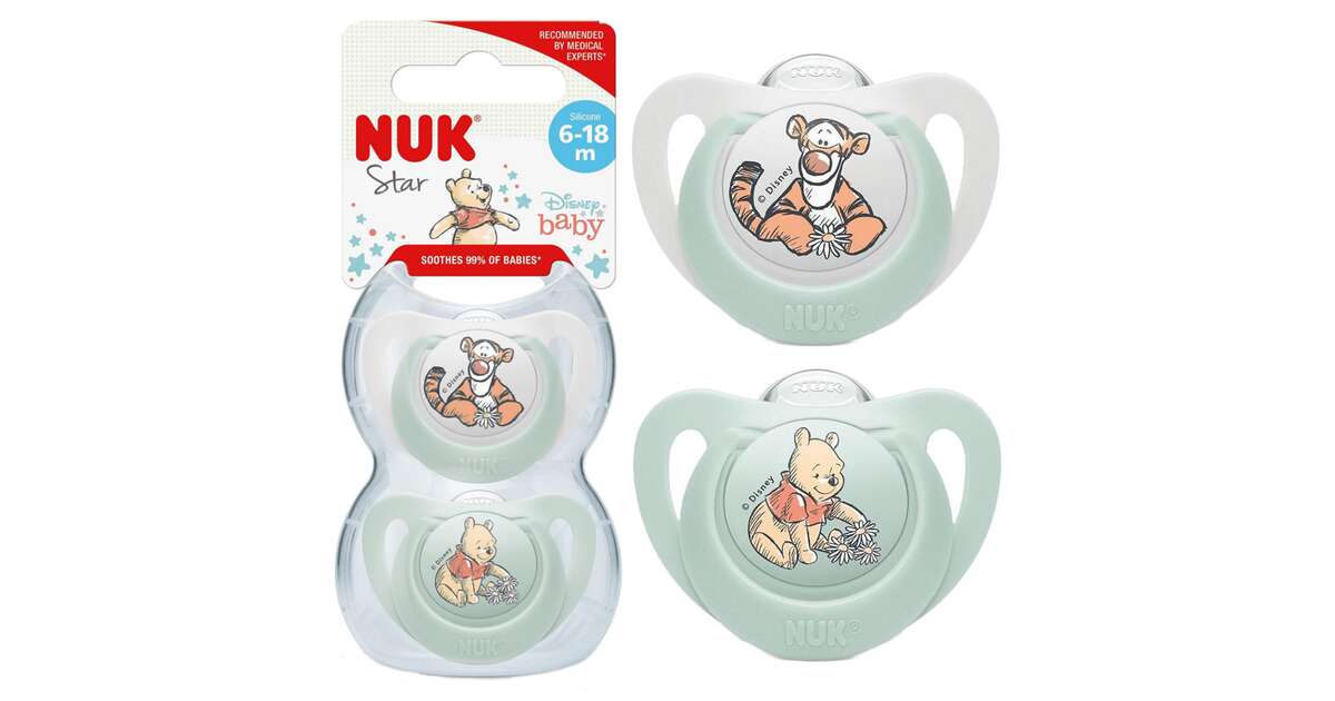 NUK Smoczek uspokajający silikonowy 6-18m 2 sztuki STAR KUBUŚ PUCHATEK
